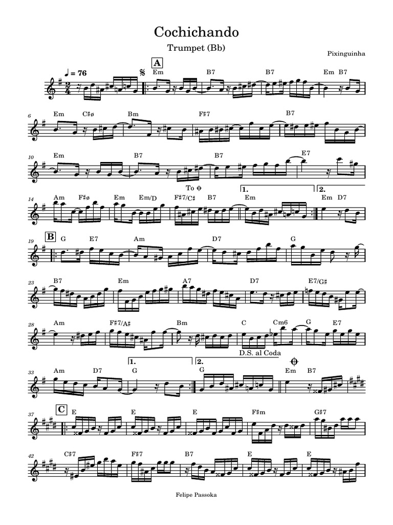 Cochichando Trumpet Tenor BB | PDF | Composers | Music