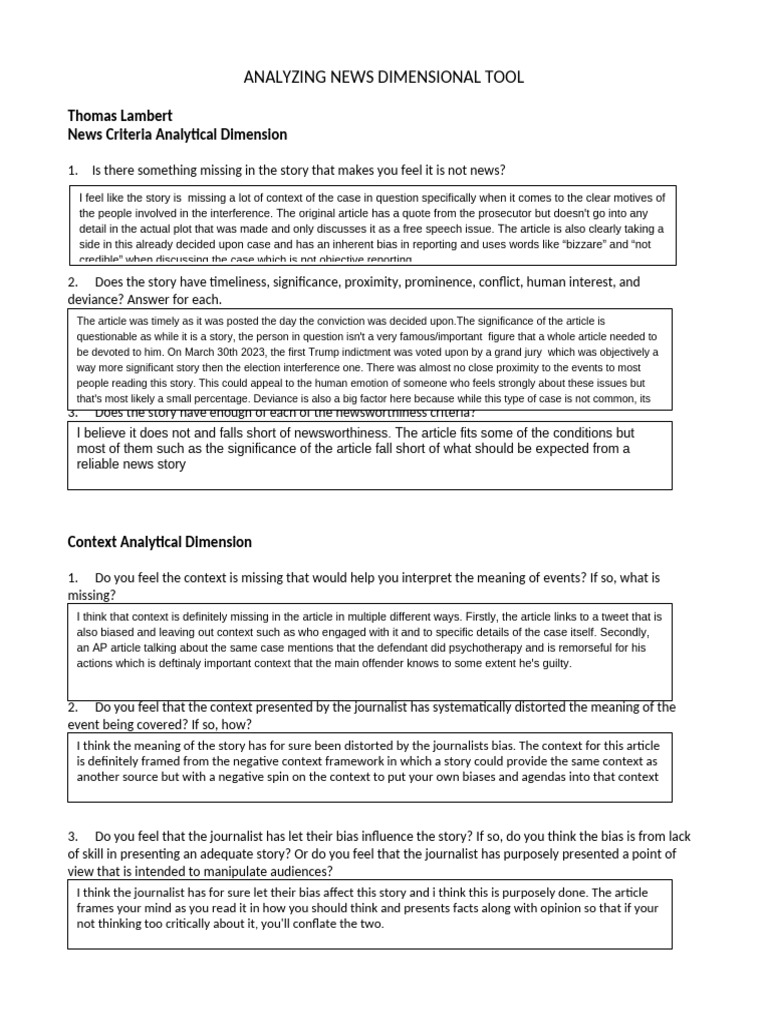 Analyzing News Dimensional Tool | PDF
