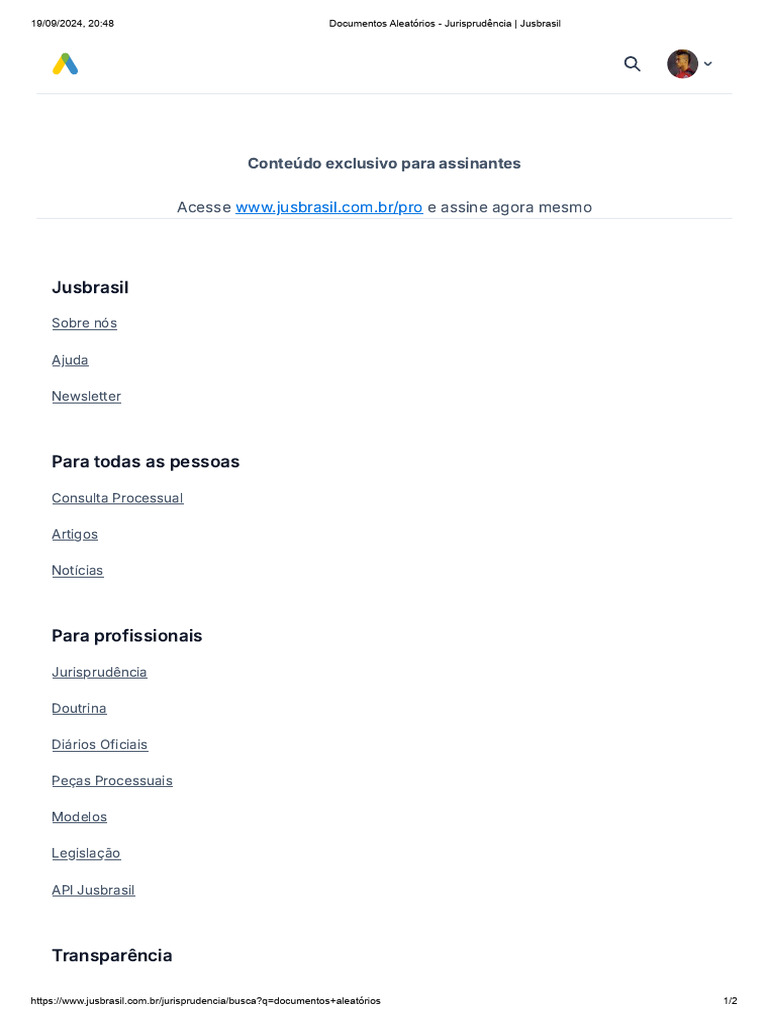Documentos Aleatórios - Jurisprudência - Jusbrasil | PDF