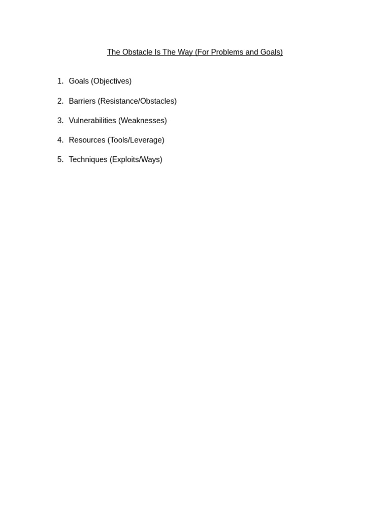 The Obstacle Is The Way (For Problems and Goals) | PDF