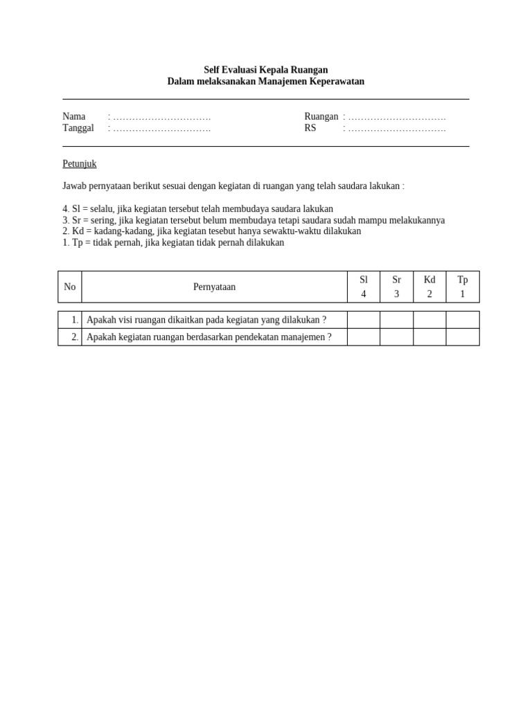 Self Evaluasi Asmen | PDF