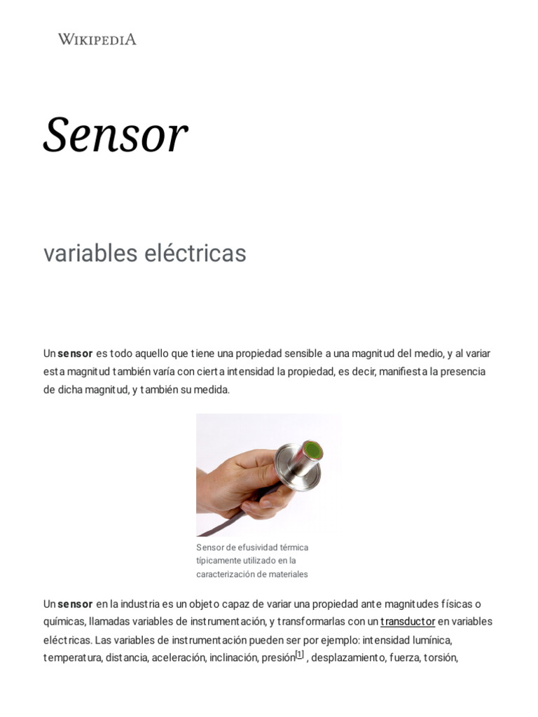 Sensor - Wikipedia, La Enciclopedia Libre | PDF