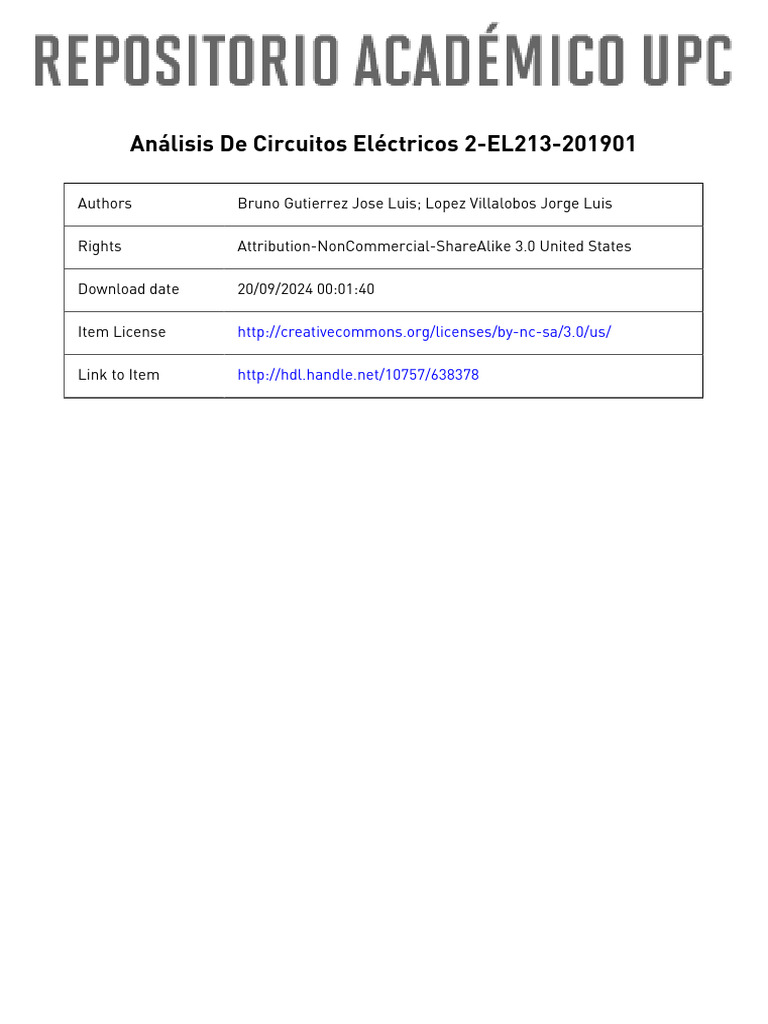 EL213 Análisis de Circuitos Eléctricos 2 201901 | PDF