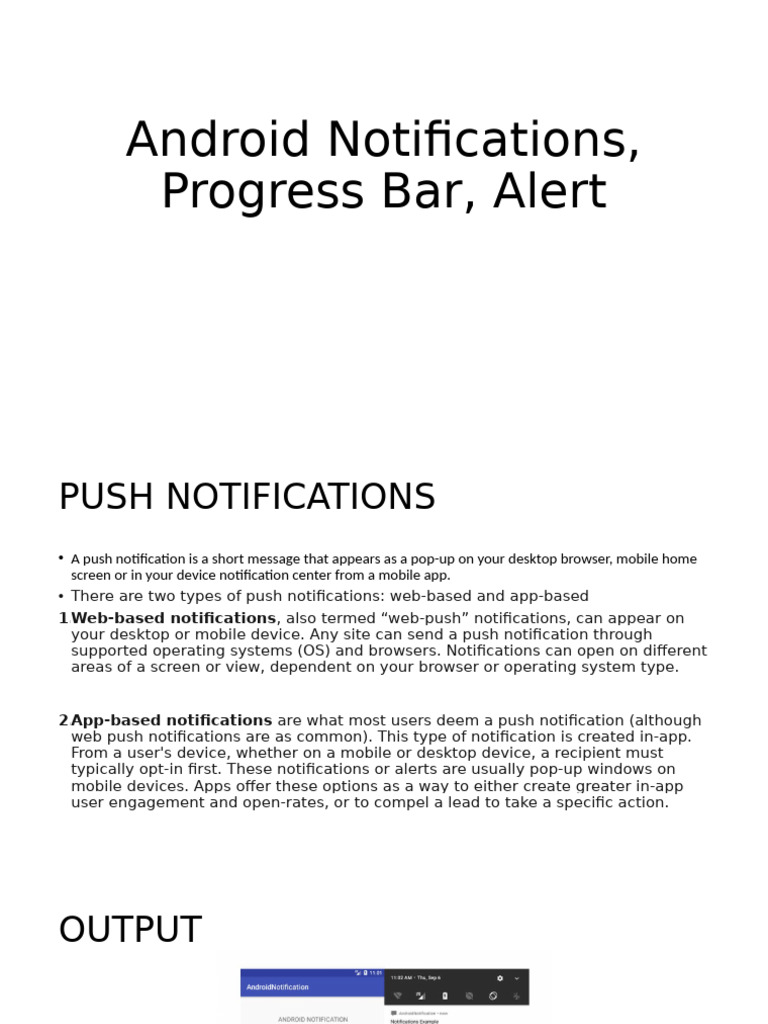 Android Notifications, Progress Bar, Alert | PDF
