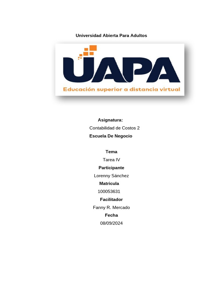 Tarea IV, Costos 2 | PDF