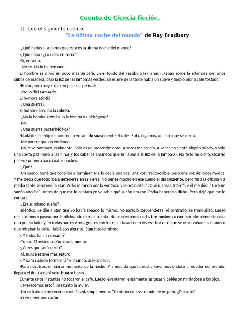 Cuento de Ciencia Ficción | PDF