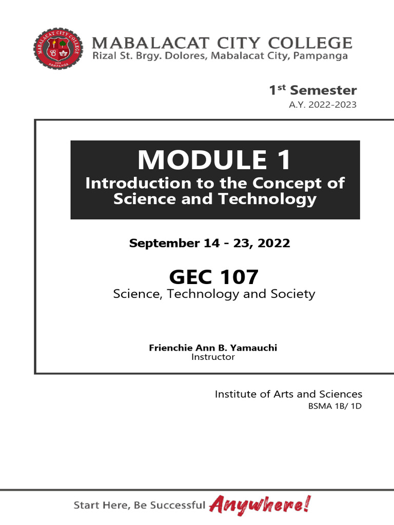 GEC 107 STS Module 1 | PDF
