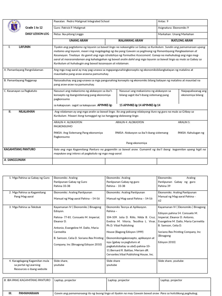 DLL AP 9 Q1 WEEK 7 | PDF