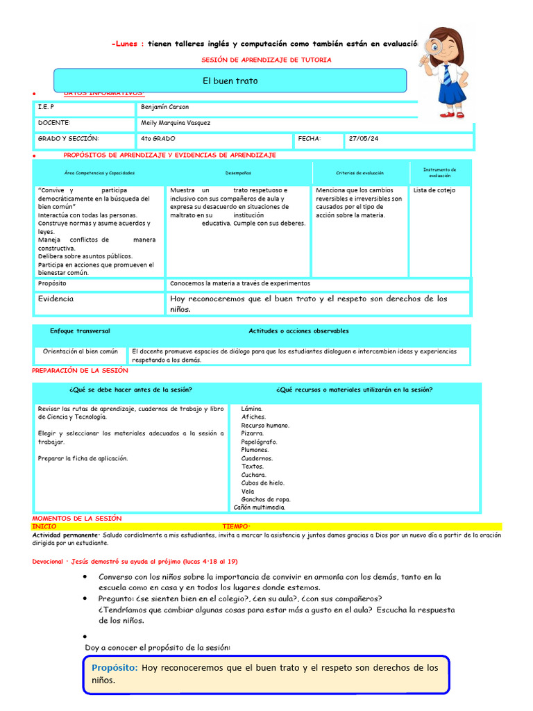 4° GRADO Sesion de Aprendizaje N°12 | PDF