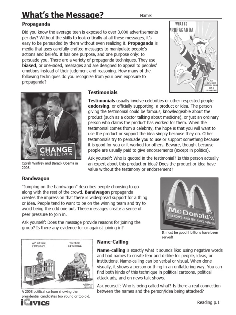 Propaganda Techniques Assignment | PDF