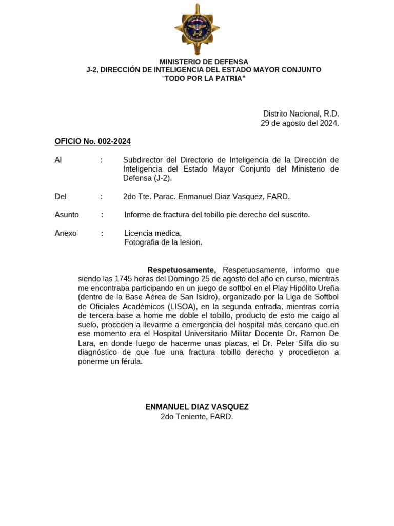 Informe de Novedad | PDF