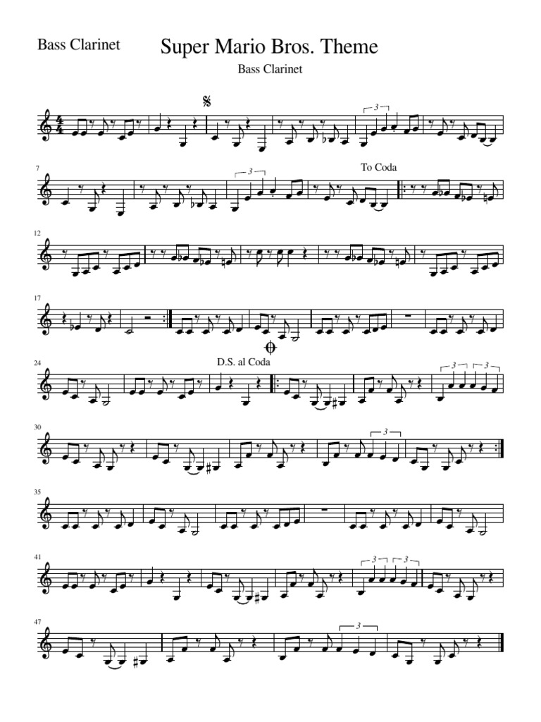 Super Mario Bros Bass Clarinet | PDF | Video Game Companies Of Japan ...