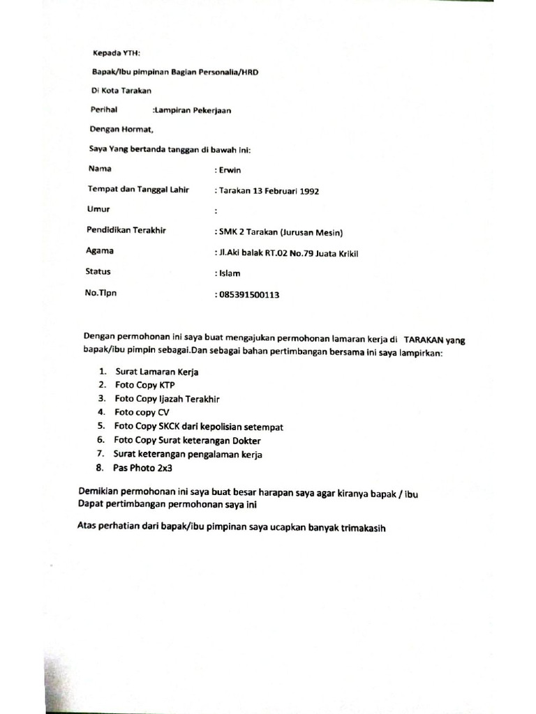 Berkas Atas Nama Erwin Sofyan Hadi | PDF