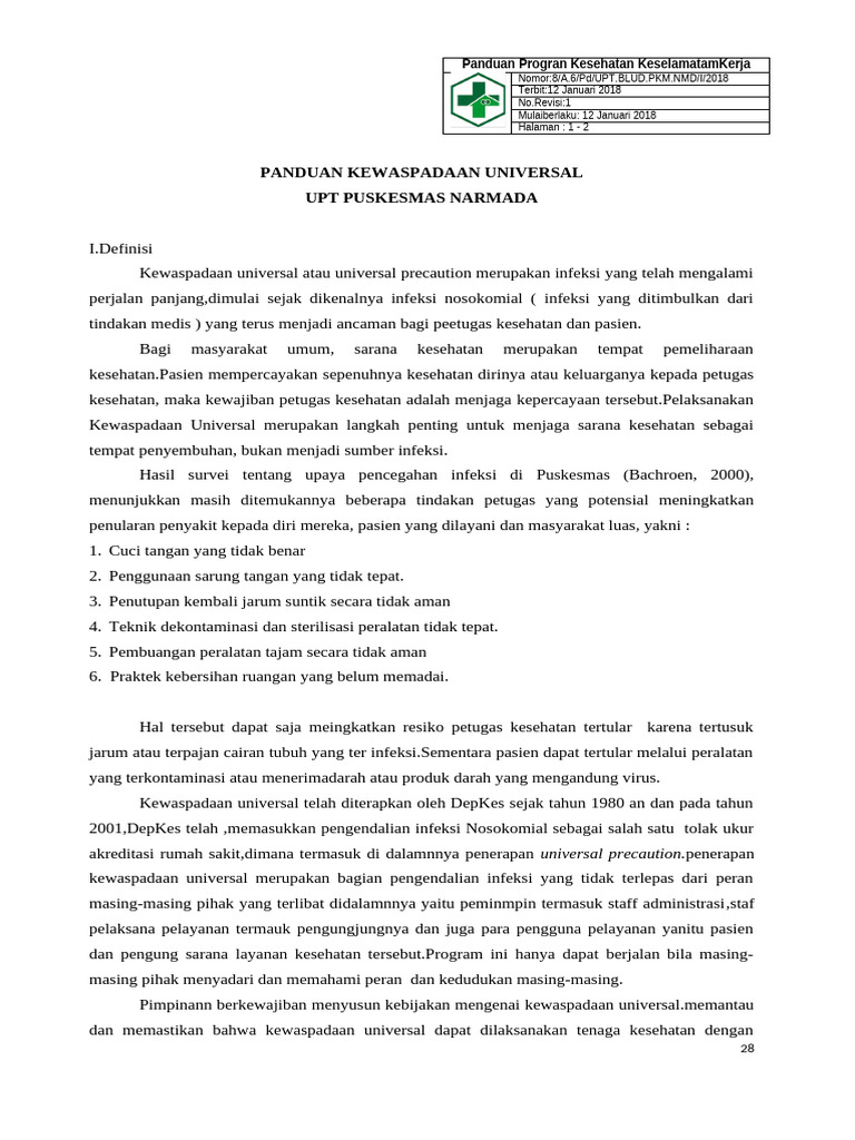 Panduan PPI (Kewaspadaan Universal) | PDF