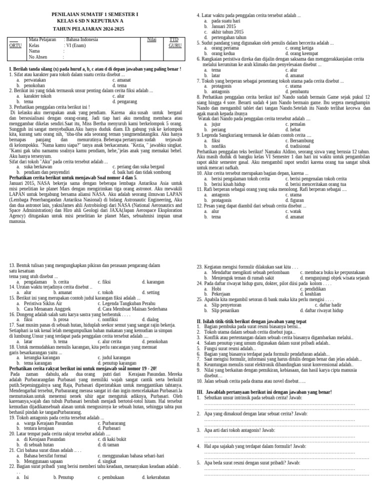 Bindo Kelas 6 Sem 1 | PDF