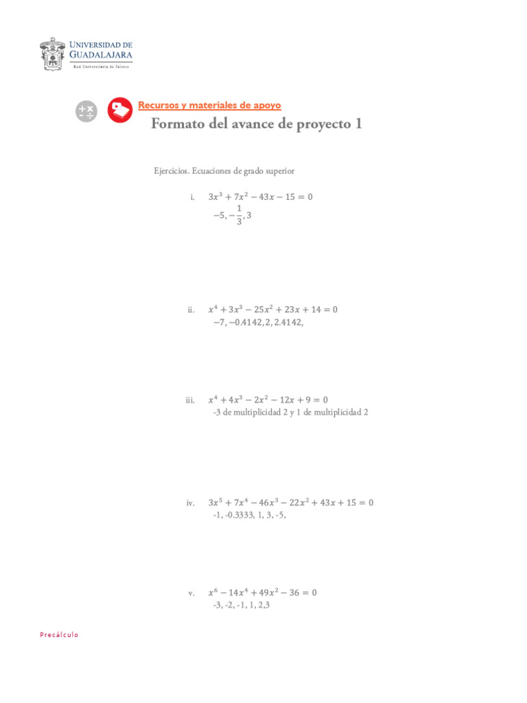 Precalculo Avance 1 | PDF