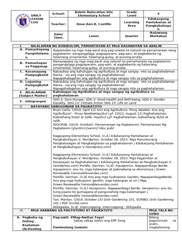 Epp Q2 Week 1 Day 1 | PDF