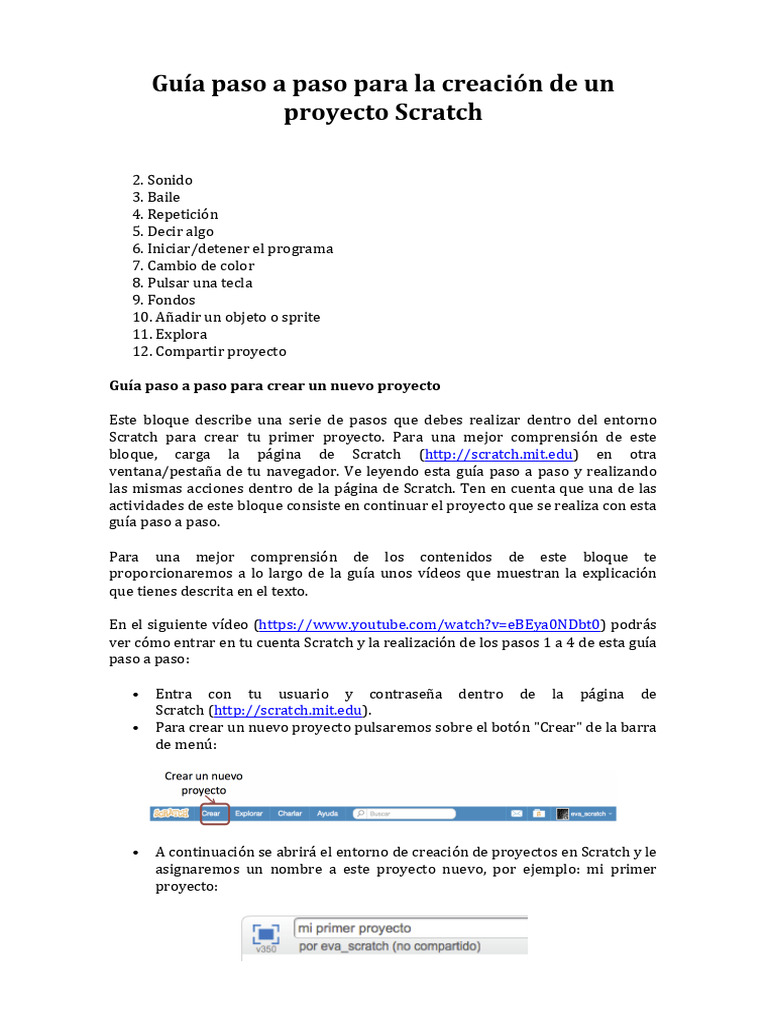 Guia Paso A Paso para La Creacion de Un Proyecto Scratch | PDF