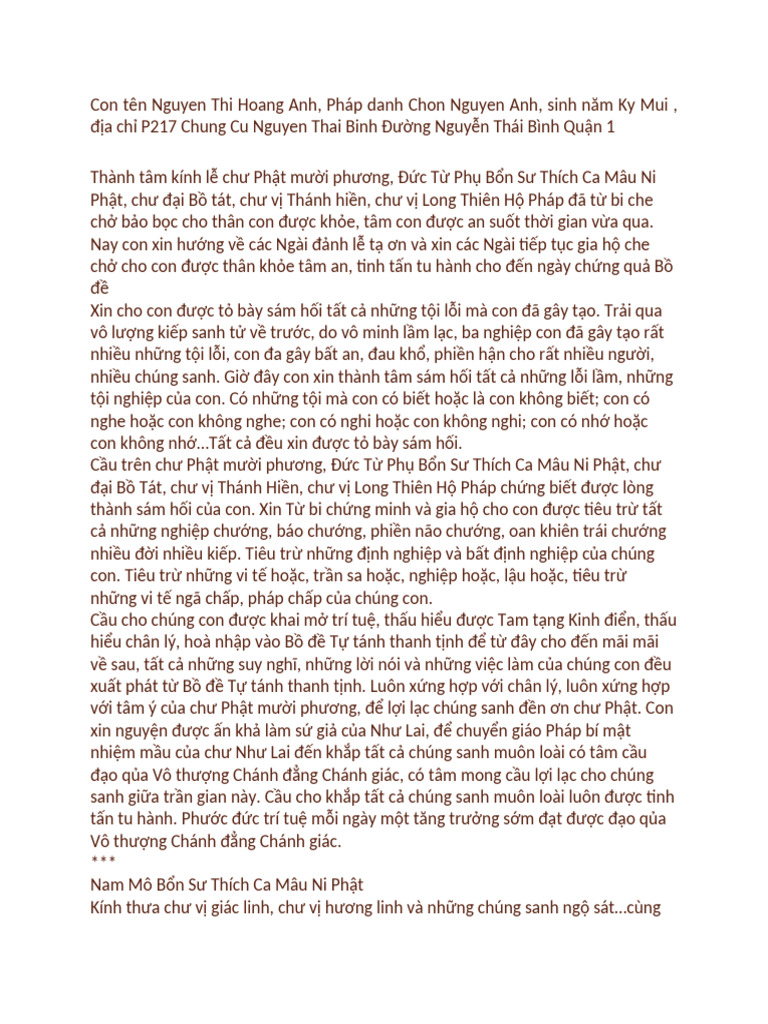 Bai Sam Hoi Va Phat Nguyen | PDF