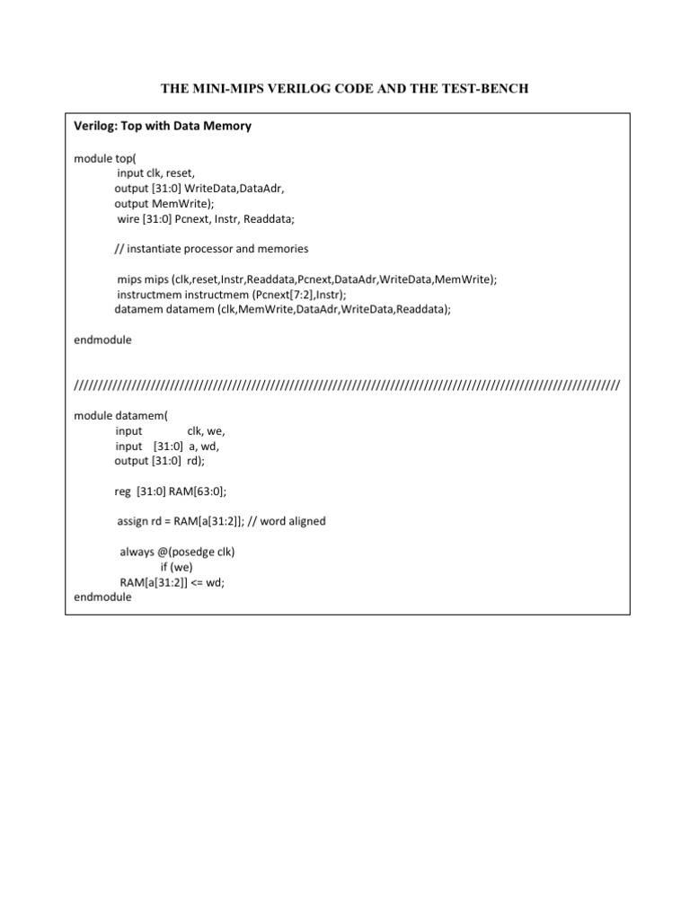 Verilog | PDF | Random Access Memory | Input/Output