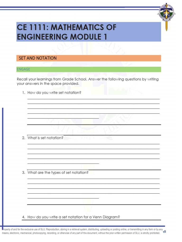 CE1111 - Module 1 Set & Set Notations | PDF