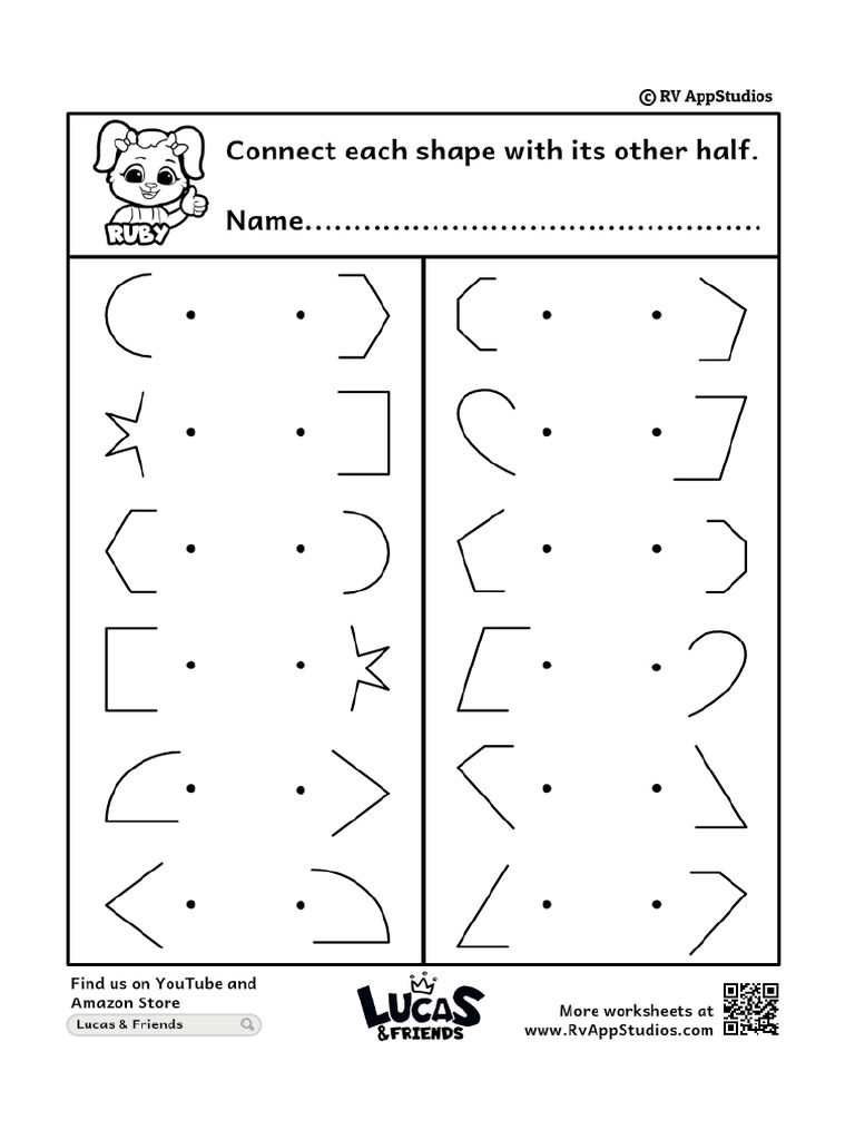 154 Free Printable Worksheets For Kids Findin Half of Shapes Worksheet ...