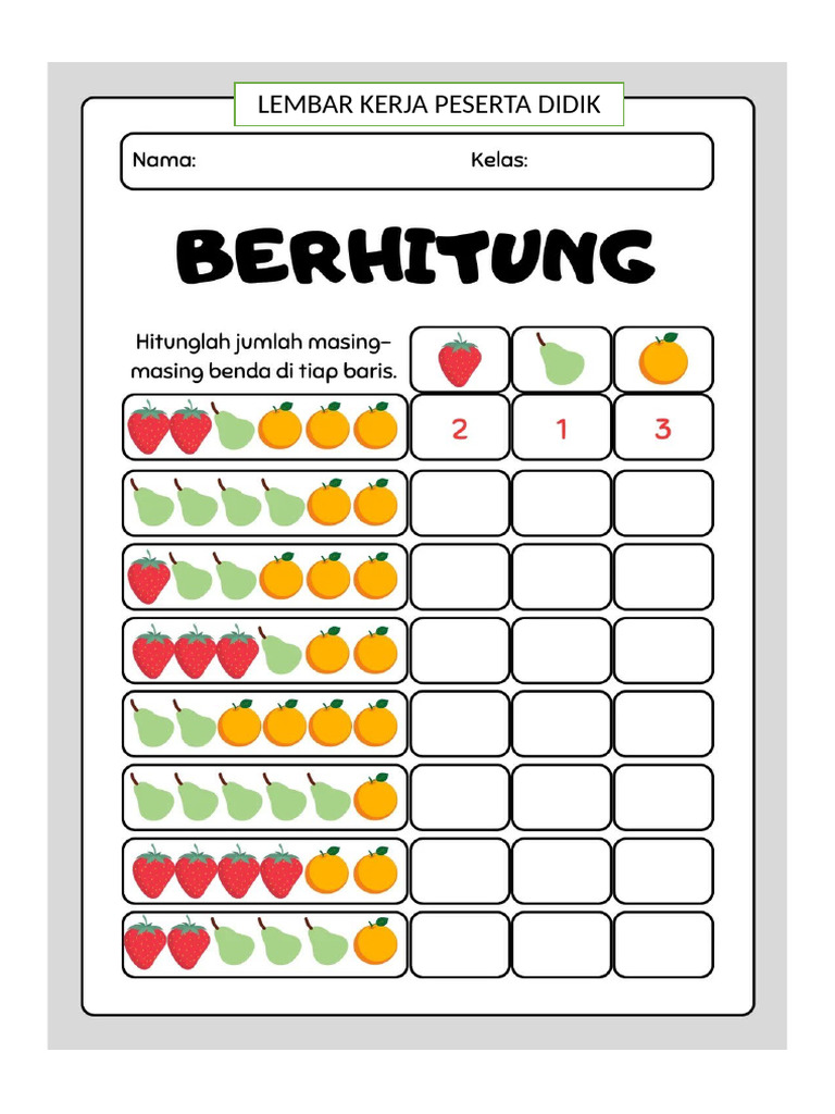 Menghitung Benda Di Tiap Baris | PDF