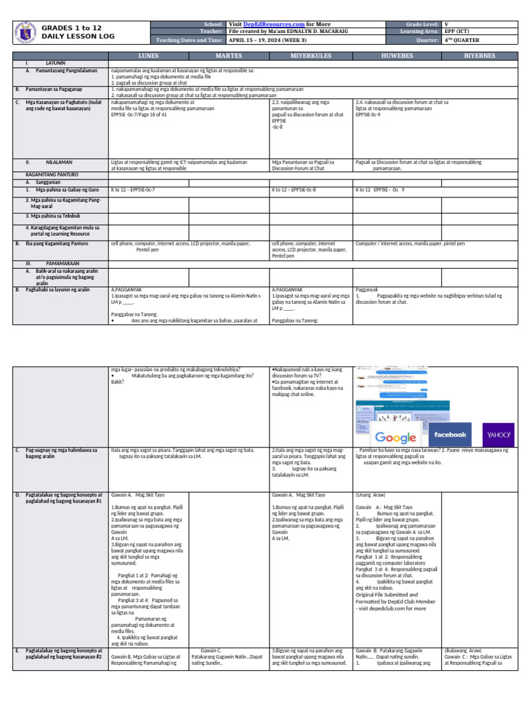 DLL - Epp 5 - Q4 - W3 | PDF