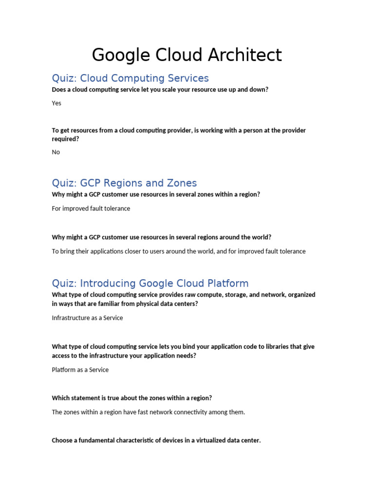 Google Cloud Architect - Study Guide | PDF