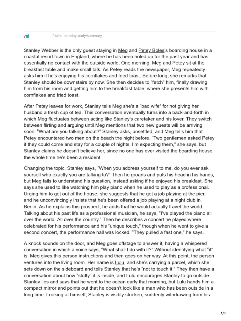 The Birthday Party | PDF