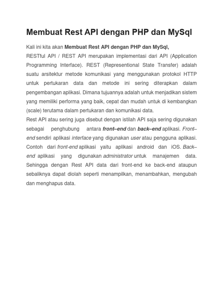 Membuat Rest API Dengan PHP Dan MySql | PDF