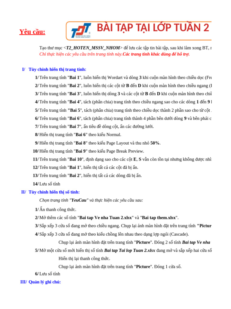 Bai Tap Tai Lop Tuan 2 | PDF