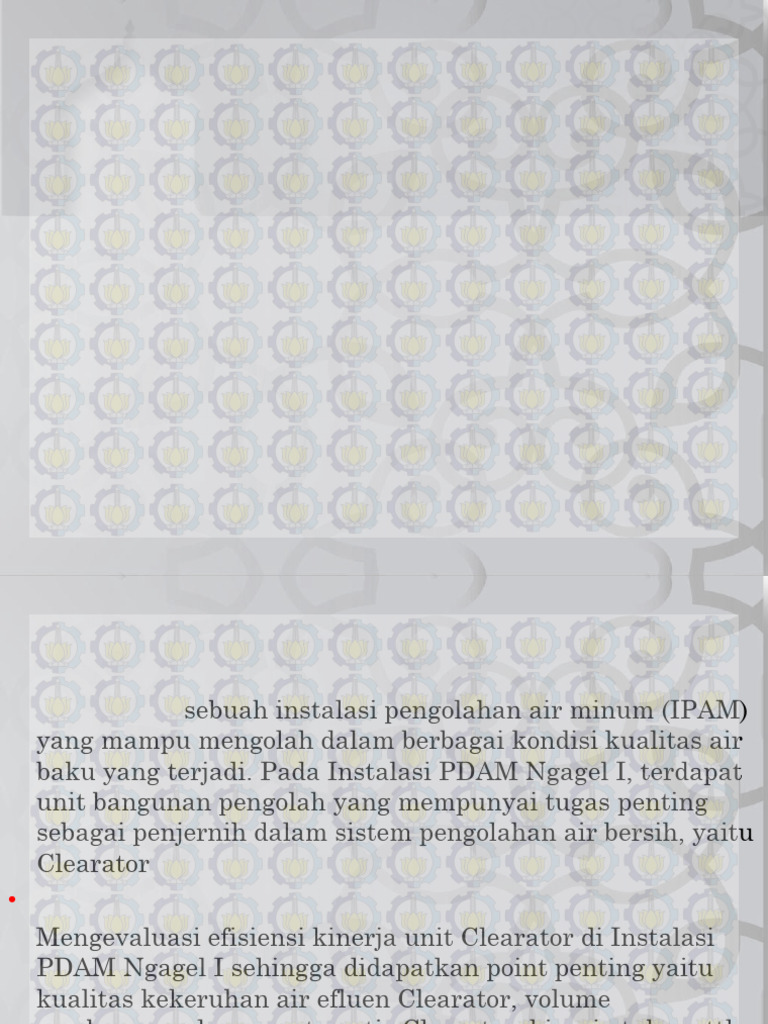 Evaluasi Efisiensi Kinerja Unit Cleartaor Di Instalasi Pdam Ngagel I ...