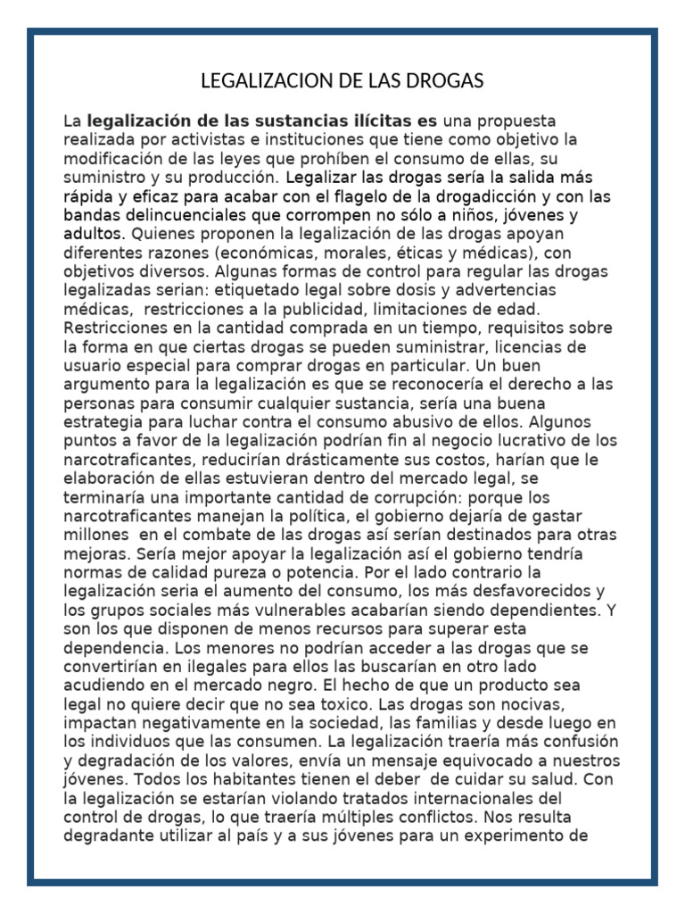 Legalizacion de Las Drogas 1 | PDF