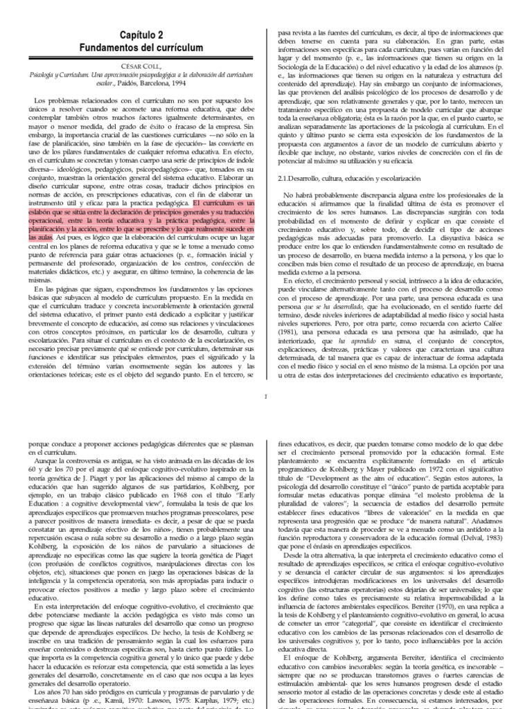 Capitulo - 2 - Fundamentos - Del - Curriculum OTIMO | PDF