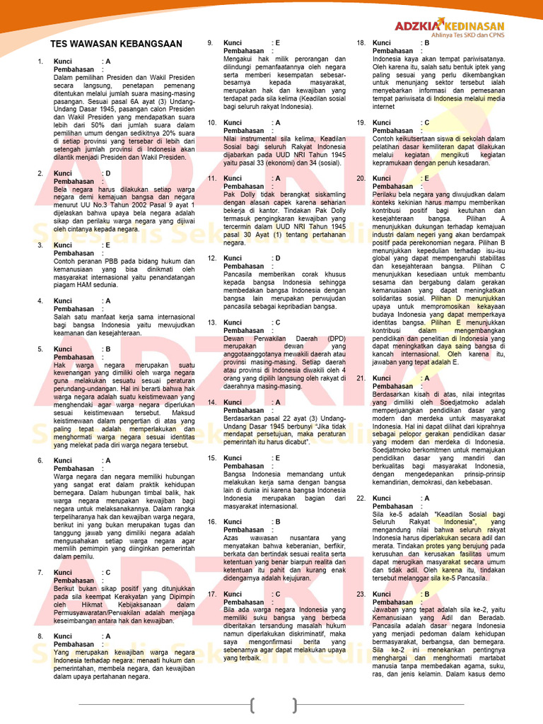 Kunci SKD Kedinasan | PDF