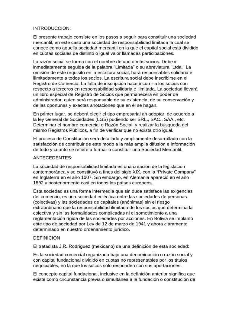 Informe de Una SRL | PDF