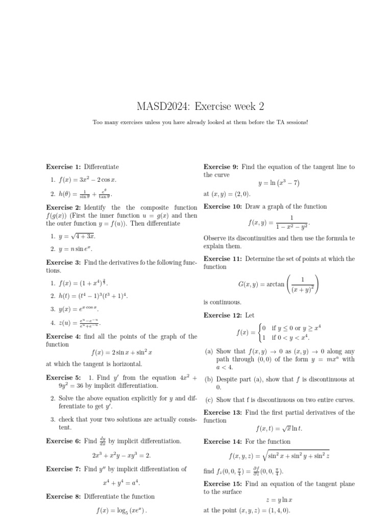 Exercises Week2 | PDF