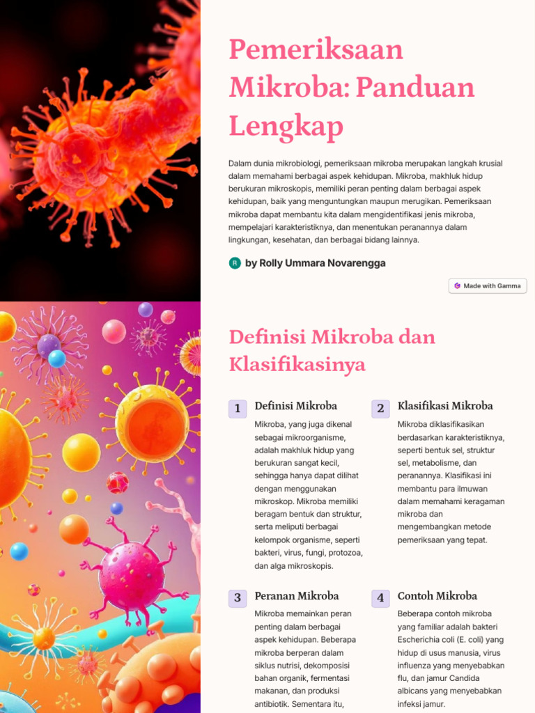 Pemeriksaan Mikroba Panduan Lengkap | PDF