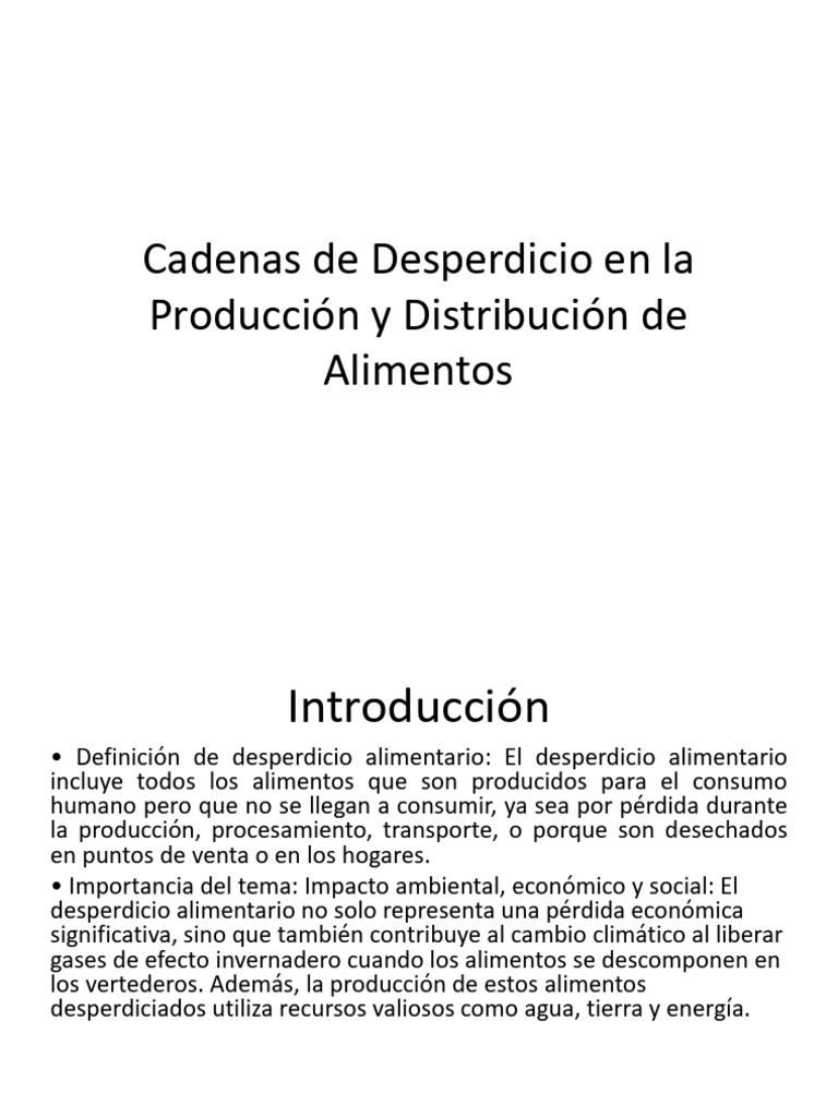 Cadenas de Desperdicio Presentacion SOFI | PDF