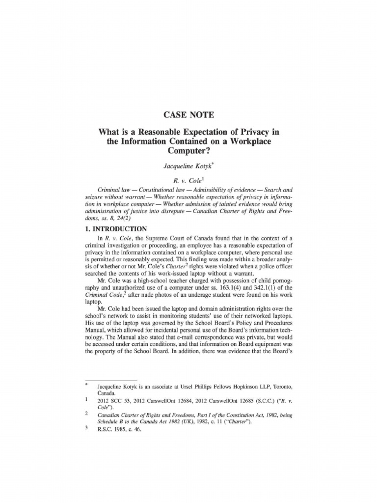 What Is A Reasonable Expectation of Privacy in The Information ...