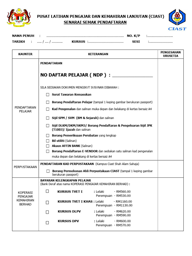 01 Senarai Semak | PDF