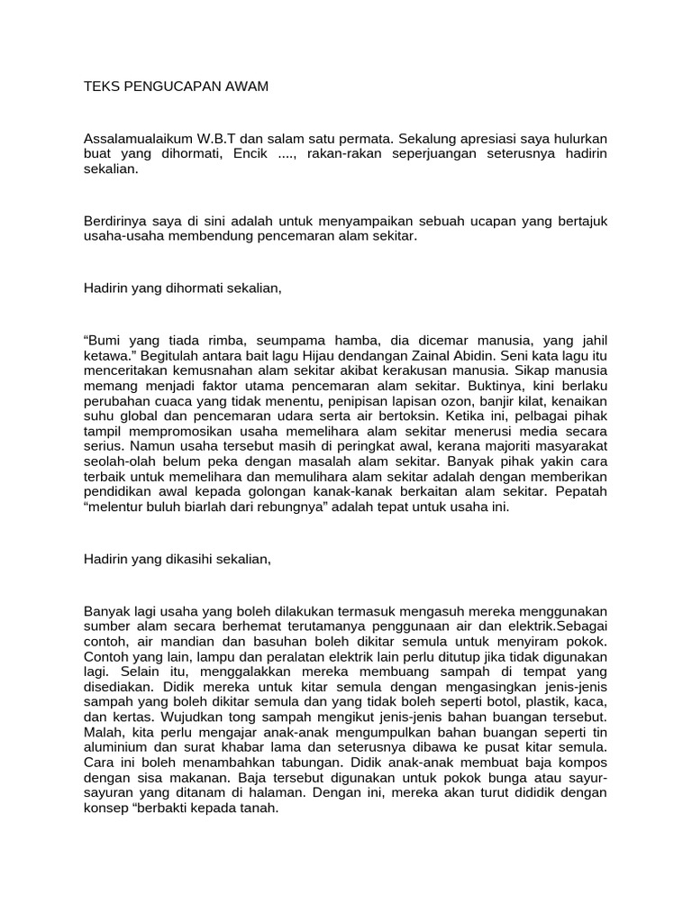 Contoh Teks Pengucapan Awam - 02 | PDF