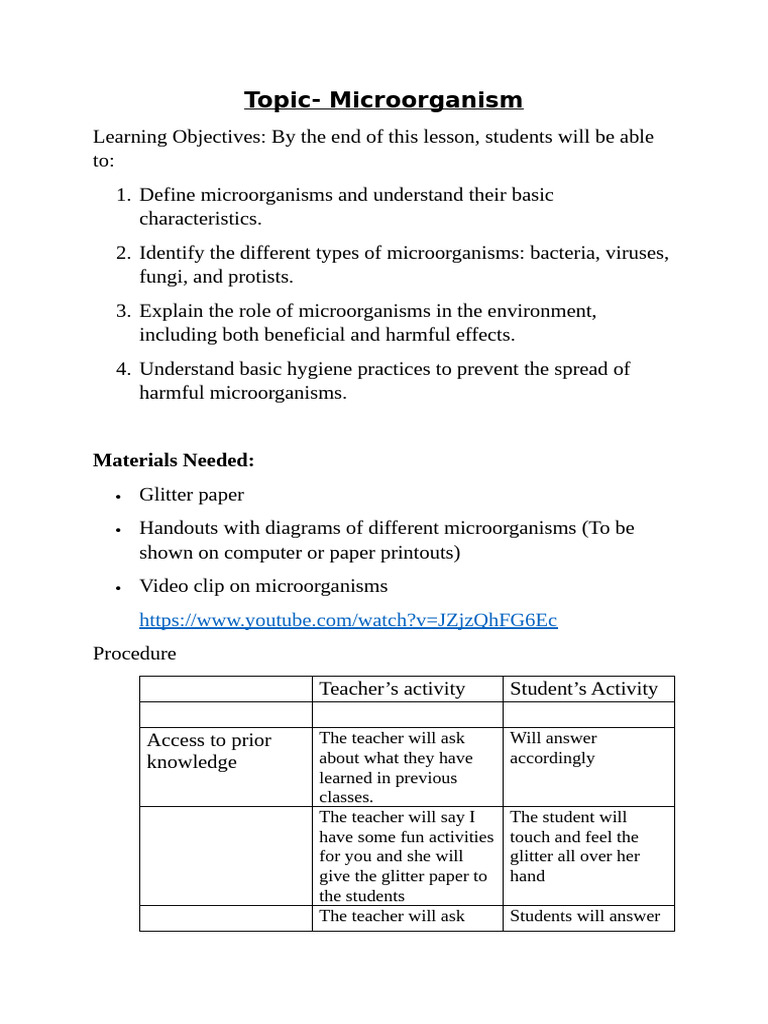 Lesson Plan Class 6 | PDF