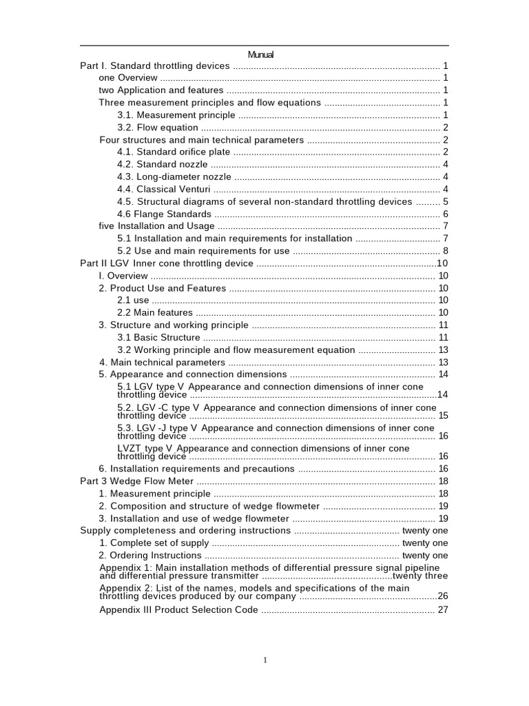 Orifice Plate Flowmeter Manual | PDF