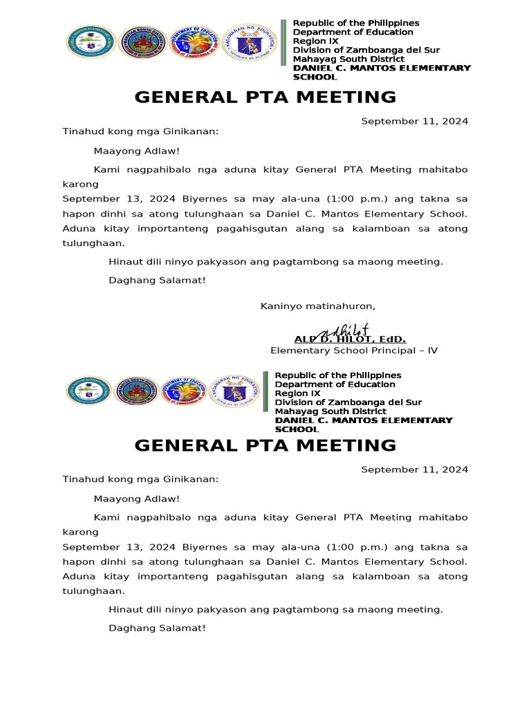 General Pta Meeting | PDF | Philippines | Government