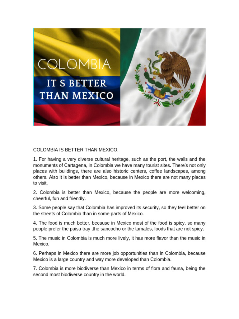 COLOMBIA IS BETTER THAN MEXICO, CONY | PDF