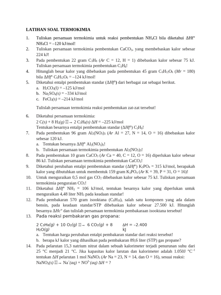 Latihan Soal Termokimia | PDF