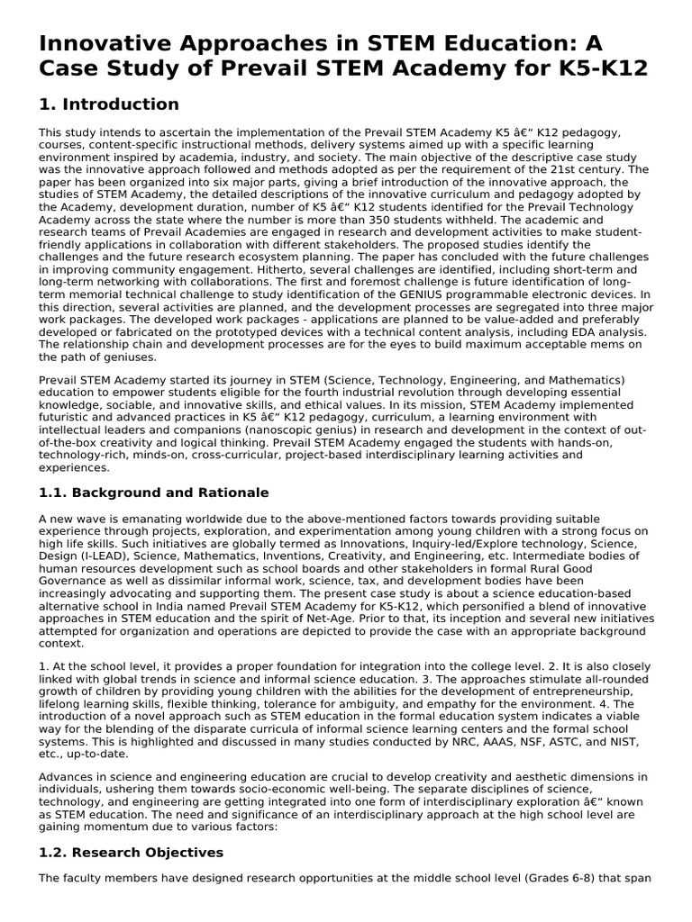 Innovative Approaches in STEM Education - A Case Study of Prevail STEM ... Innovative Approaches in STEM Education - A Case Study of Prevail STEM ...