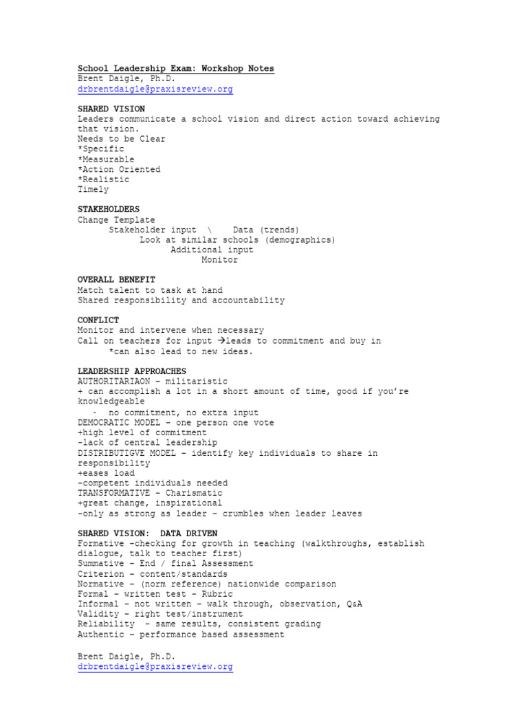 Leadership Workshop Notes | PDF